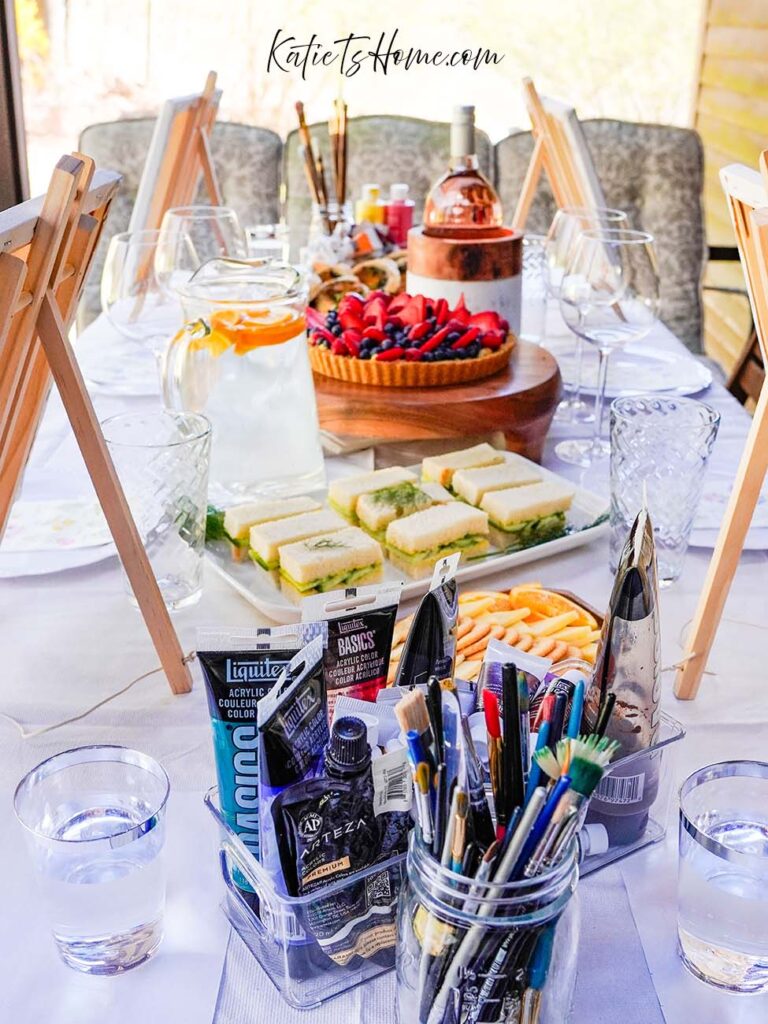 7 Paint and Sip Ideas for Hosting Ladies’ Night: Tea Party Table Inspo ...